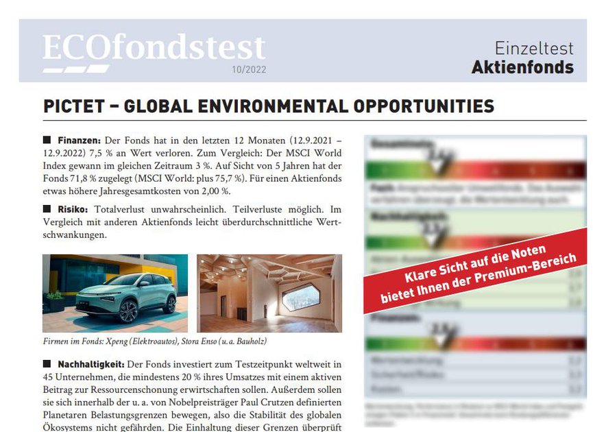 Im Test: Pictet - Global Environmental Opportunities